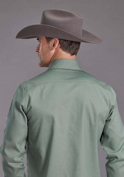 Stetson Mens Silver Sage Brushed Twill Green 100% Cotton L/S Shirt – The Western Company
