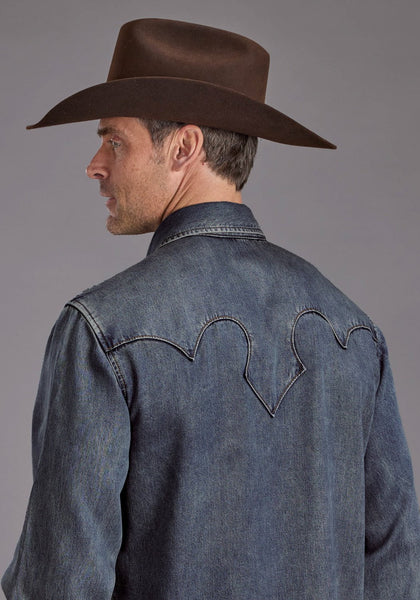 Stetson Mens Octagon Snaps Western Blue Lyocell L/S Shirt – The Western Company