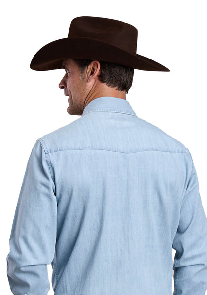 Stetson Mens Lightweight Chambray Blue 100% Cotton L/S Shirt – The Western Company