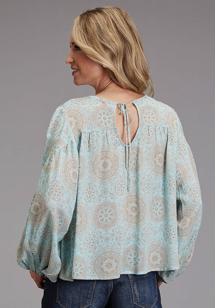 Stetson Womens 1986 Mandala Print Aqua 100% Rayon L/S Tunic – The Western Company