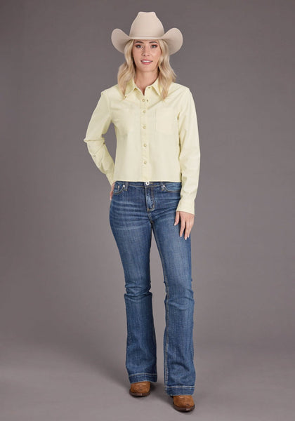 Stetson Womens Bronc Rider Crop Cream 100% Cotton L/S Blouse – The Western Company