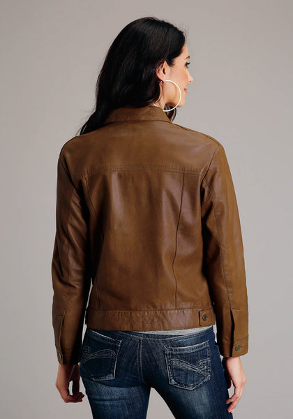 Stetson Womens Smooth Jean Brown Leather Leather Jacket – The Western Company