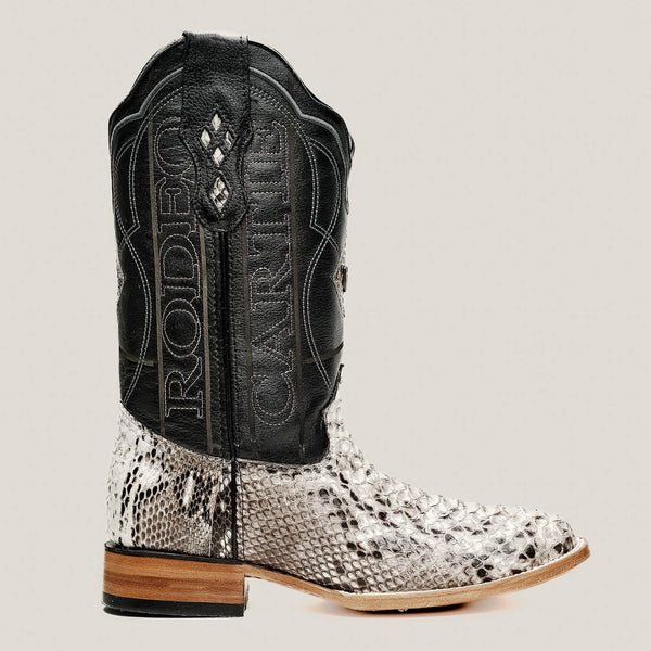 Rodeo Cartie Mens Python Exotic Square Toe Natural Python 9in Cowboy B – The Western Company