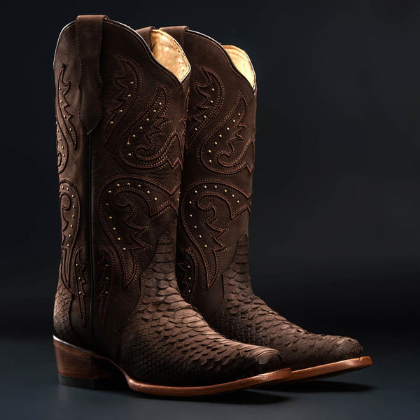 Rodeo Cartie Womens Widow Mamba Python Tribute Brown Leather 13in Cowb – The Western Company