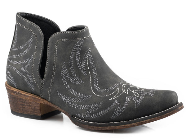 Roper Womens Black Faux Leather Ava Western Ankle Boots – The Western ... Roper Womens Black Faux Leather Ava Western Ankle Boots – The Western ...