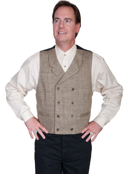 Scully Wahmaker Mens Tan Linen Silk Herringbone DB Vest – The Western Company