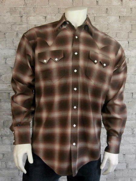 Rockmount Mens Brown/Tan 100% Cotton Shadow Plaid Western L/S Shirt – The Western Company