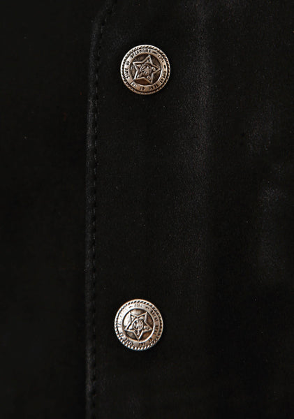 Roper Mens Antique Brass Front Yokes Black Suede Leather Vest – The ...