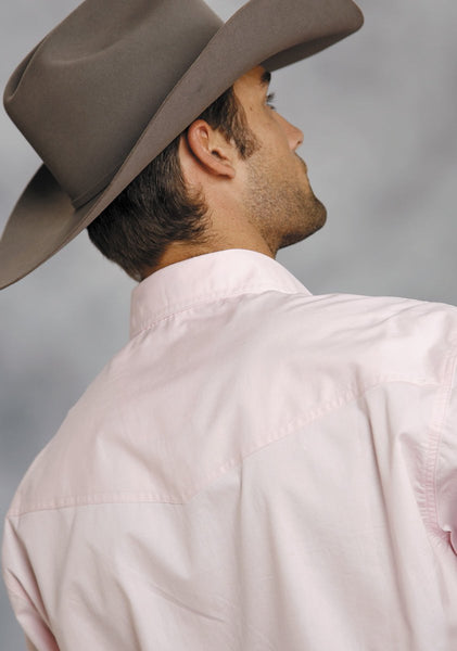 Roper Mens Pink 100% Cotton L/S Snap 1 Pt Back Yoke Poplin Western Shi ...