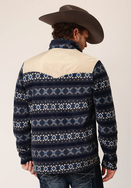 Roper Mens Aztec Micro Navy Polyester Fleece Jacket – The Western Company