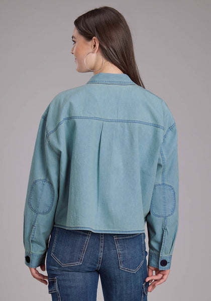 Roper Womens Elbow Patches Denim Light Blue 100% Cotton Jacket – The ...