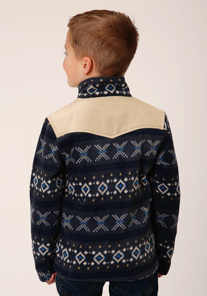 Roper Kids Boys Aztec Micro Blue Polyester Fleece Jacket – The Western ...