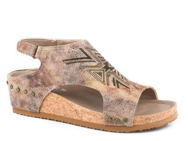 Roper Womens Josie Aztec Vintage Beige Faux Leather Sandals Shoes – The ...