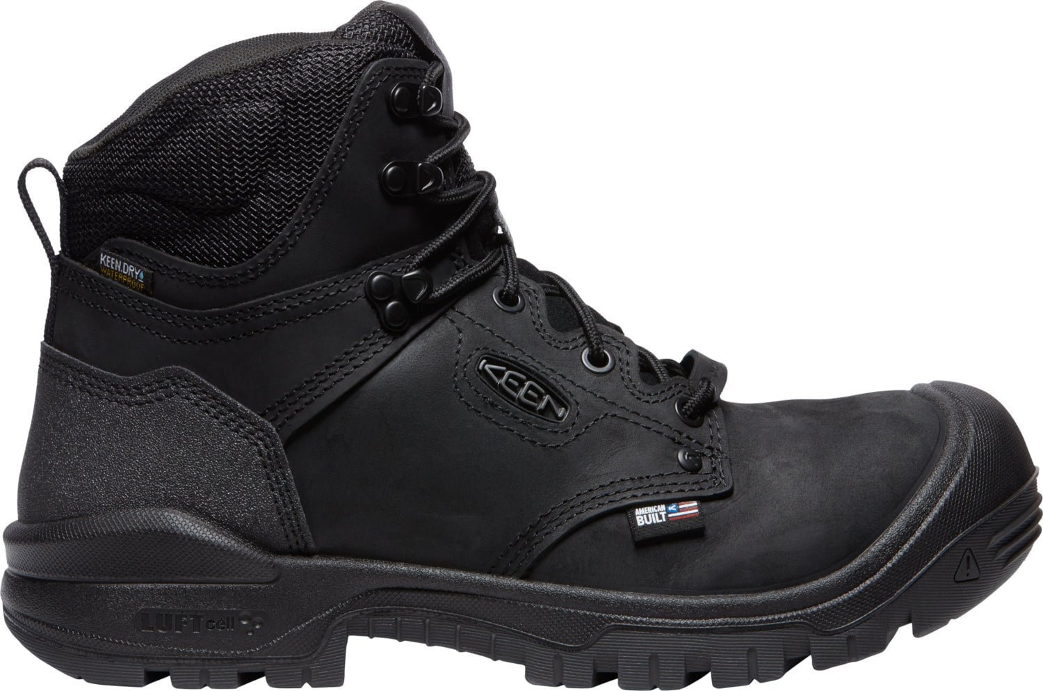 Keen Utility Mens Independence 6in WP Black/Black Leather Work Boots ...