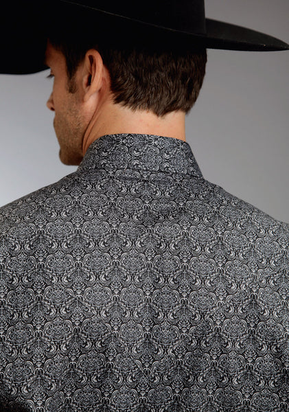 Stetson Lariat Brocade Mens Grey 100% Cotton L/S Shirt – The Western ...