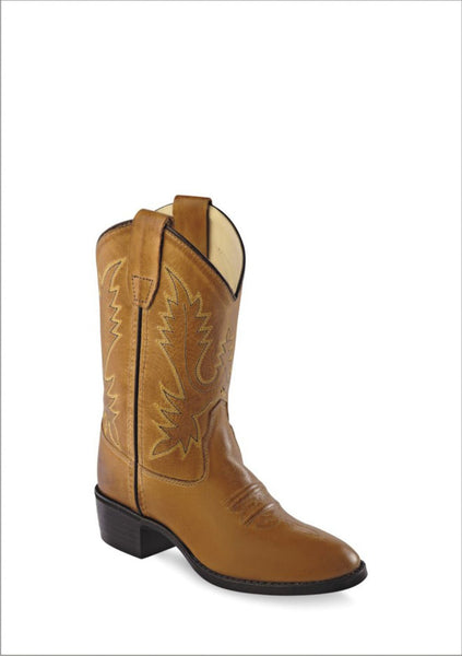 Old West Tan Childrens Boys Corona Calf Leather Round Toe Cowboy Boots ...