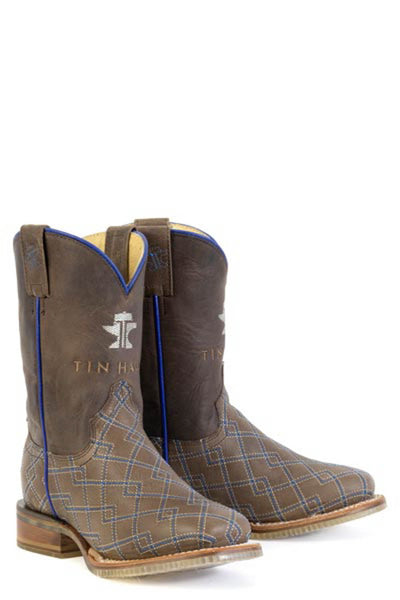 Tin Haul Kids Boys Cowboy DNA Ranch Rodeo Brown Leather Cowboy Boots ...