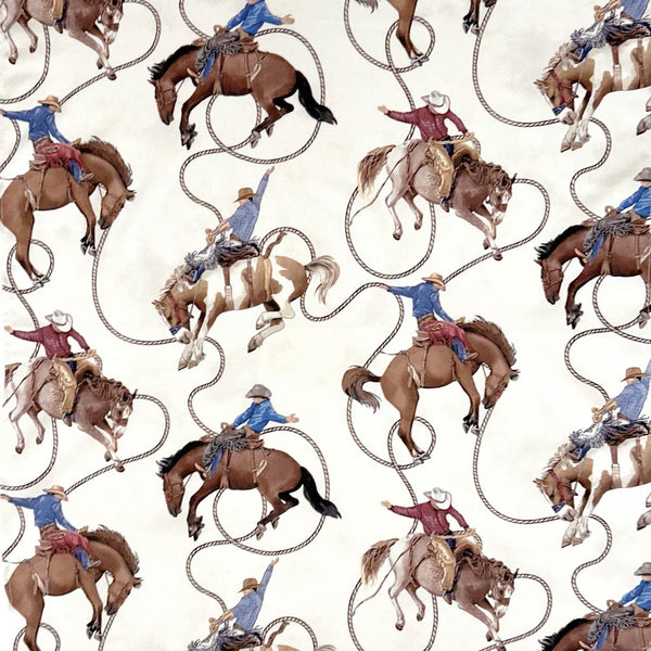 Rockmount Unisex Broncs and Rope Western Ivory 100% Cotton Bandana ...