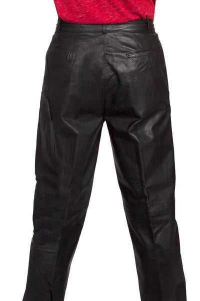 Scully Mens Pleated Front Black Plonge Leather Pants – The Western Company