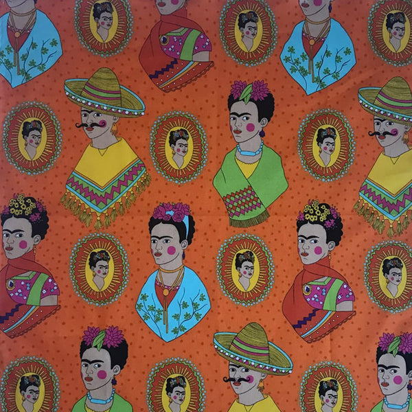Rockmount Unisex Frida Kahlo Orange Multi 100% Cotton Bandana – The ...