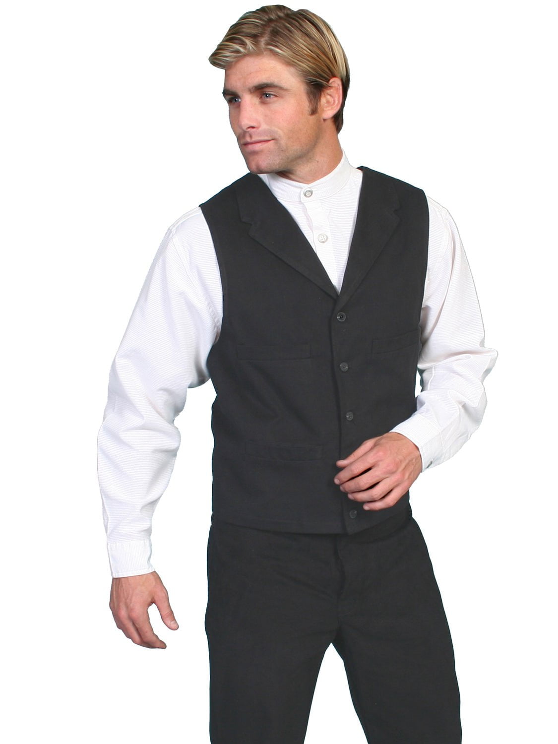 Scully Mens Vintage Notched Black 100% Cotton Dress Vest – The Western ...