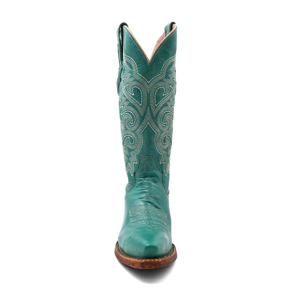 Ferrini Womens Mae Snip Toe Turquoise Leather 13in Cowboy Boots – The ...
