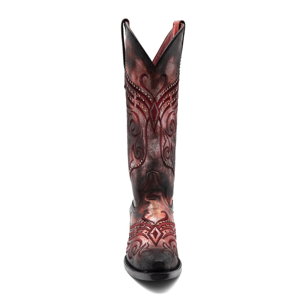 Ferrini Womens Masquerade V-Toe Red Leather Cowboy Boots – The Western ...