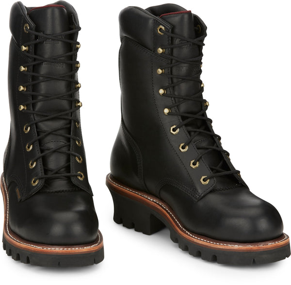 Chippewa Mens Super DNA 9in WP Steel Toe 400G Oiled Black Leather Work ...
