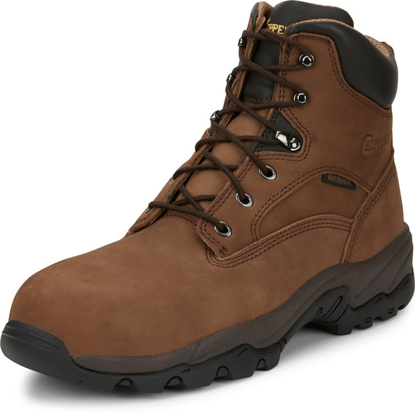 Chippewa Mens Graeme 6in Waterproof Comp Toe Brown Leather Work Boots ...