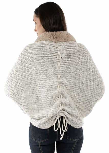 Scully Womens Faux Fur Trim Open Front Ivory 100% Acrylic Cardigan Swe ...
