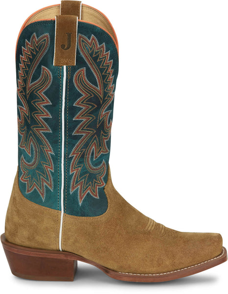 Justin Mens Jimmy 13in Western Wheat Suede Frontier Cowboy Boots – The ...
