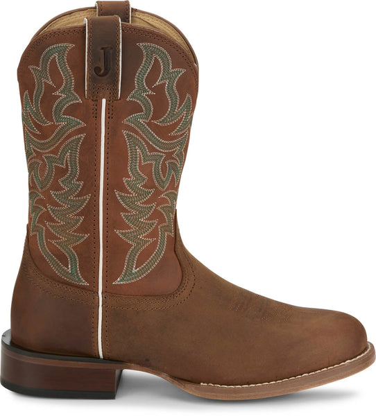 Justin Mens Disco Man 11in Western Rustic Leather Frontier Cowboy Boot ...