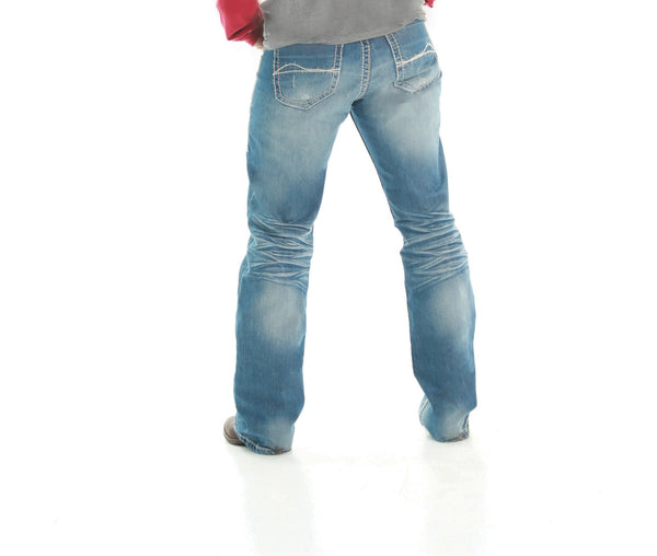 B Tuff Mens Blue 100% Cotton Jeans Whiskering TGIF Tan – The Western ...