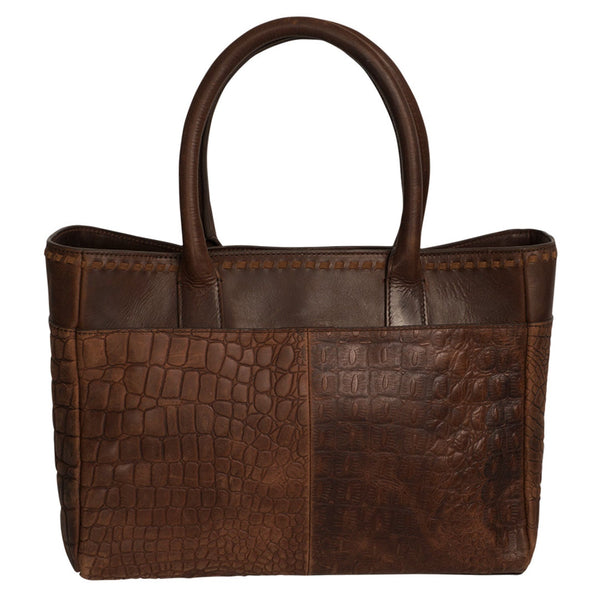 STS Ranchwear Womens Catalina Croc Chestnut Leather Satchel Bag – The ...