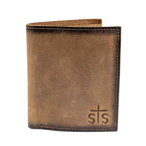 STS Ranchwear Mens Foreman Double ID Veg-Tan Leather Bifold Wallet ...