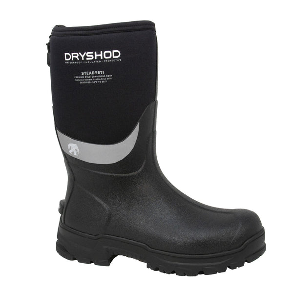 Dryshod Mens Steadyeti Arctic Grip Mid Black/Grey Rubber Snow Boots ...