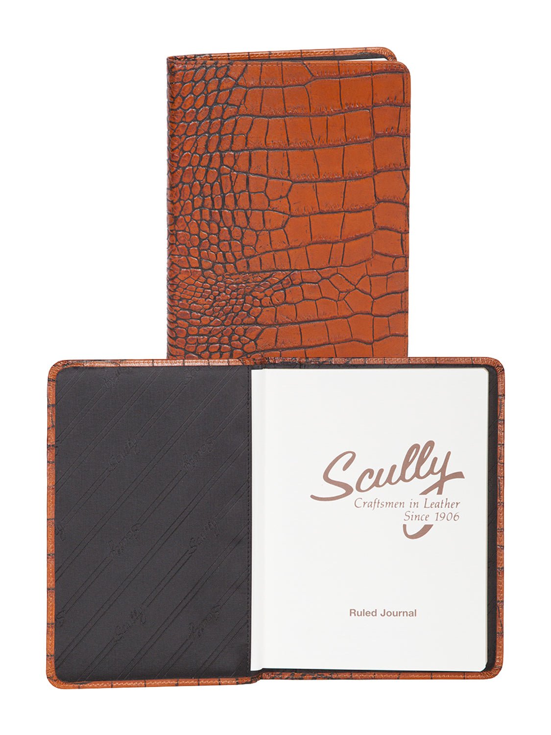 Scully Accessories Dark Brn Croco Leather Ruled Desk Journal – The ...