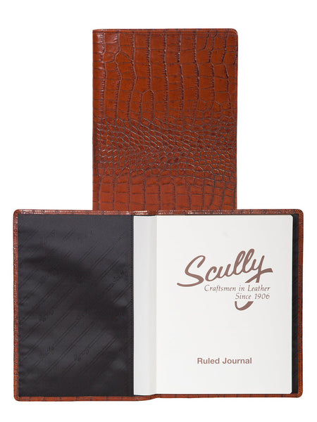 Scully Accessories Dark Brn Croco Leather Ruled Desk Journal – The ...
