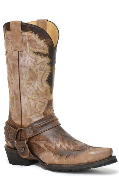 Stetson Mens Sanded Brown Leather Outlaw Bad Guy Cowboy Boots – The ...