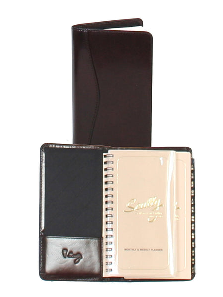 Scully Accessories Walnut Italian Leather Wirebound Pocket Planner ...