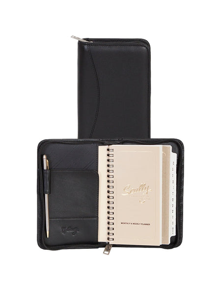 Scully Accessories Black Soft Plonge Leather Wirebound Zip Pocket Plan ...