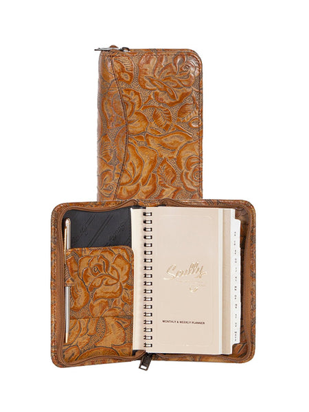 Scully Accessories Brown New Tooled Leather Wirebound Zip Pocket Plann ...