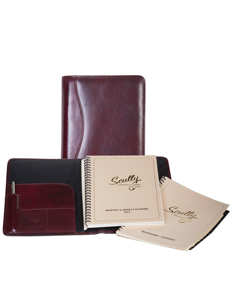 Scully Accessories Burgundy Italian Leather Wirebound Desk Size Planne ...