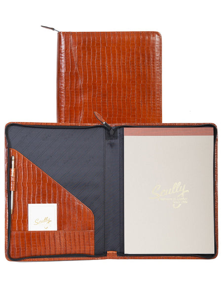 Scully Accessories Brown Lizard Leather Zip Writing Pad – The Western ...