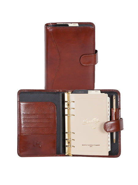 Scully Accessories Mahogany Italian Leather Weekly 6 Ring Tab Organize ...