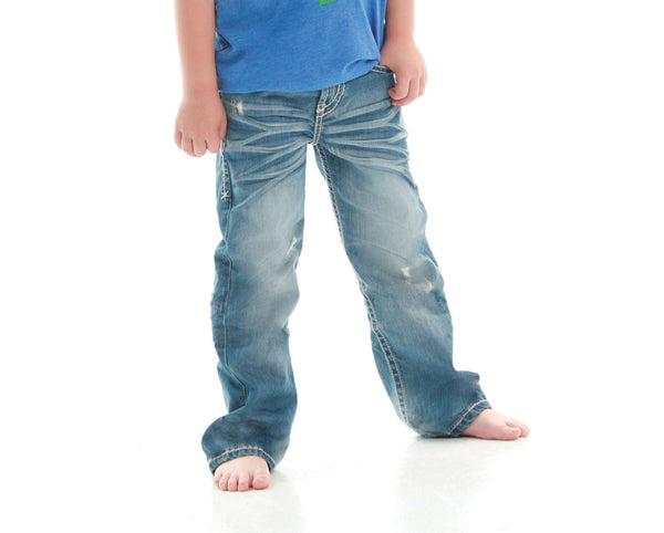 B Tuff Boys Blue Cotton Jeans Medium Wash TGIF Tan – The Western Company