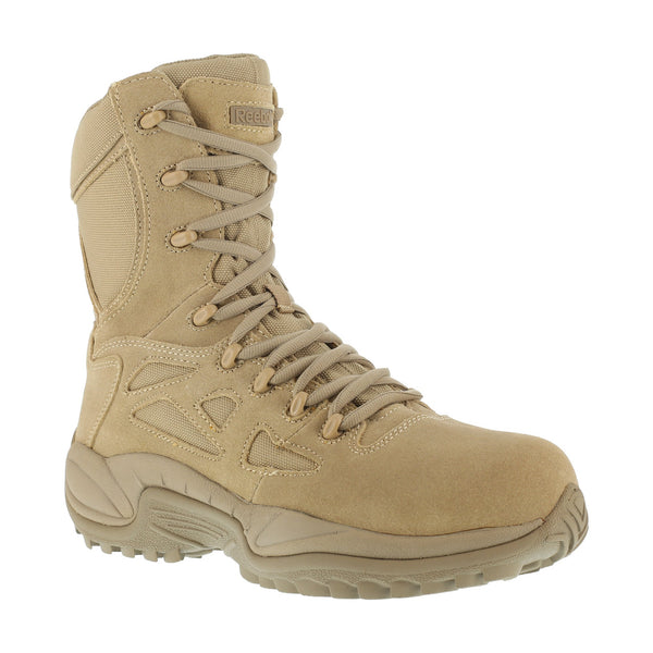 Reebok Mens Desert Tan Suede Tactical Boots Rapid Response RB Side Zip ...