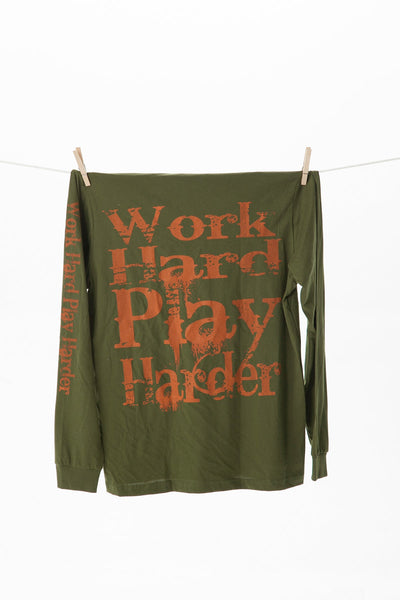 B Tuff Mens Green 100% Cotton Tee Graphic Motto Orange Crew L/S – The ...