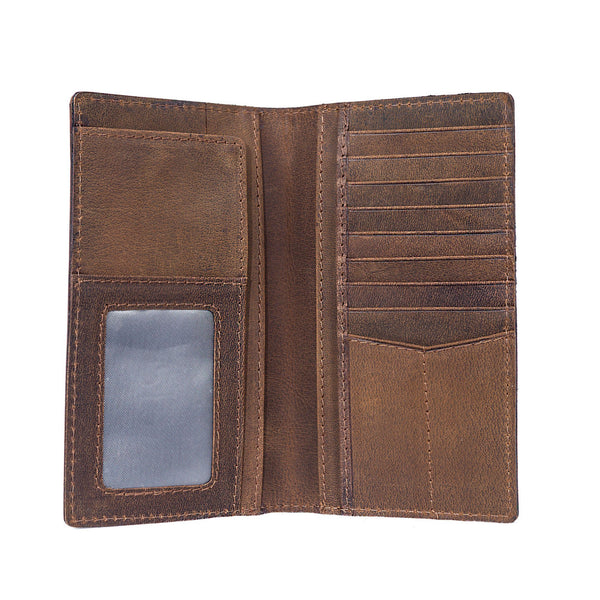 STS Ranchwear Mens Foremans Long Bifold Leather Wallet Brown 3.5x6.25 ...