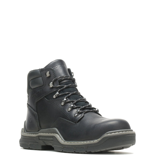 Wolverine Mens Black Leather Work Boots Raider Durashocks 6in – The ...